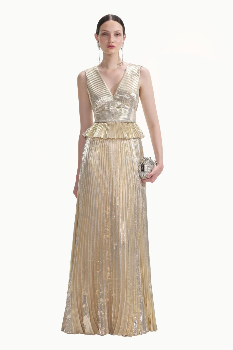 Self-Portrait Gold Pleated dress (Gold - 10) | Willow Collective